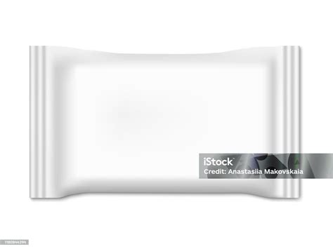 젖은 물티슈 또는 수건을위한 빈 흰색 플라스틱 패키지 흰색 배경에 그림자로 현실적인 3d 벡터 모형 아기용 물수건에 대한 스톡 벡터 아트 및 기타 이미지 Istock