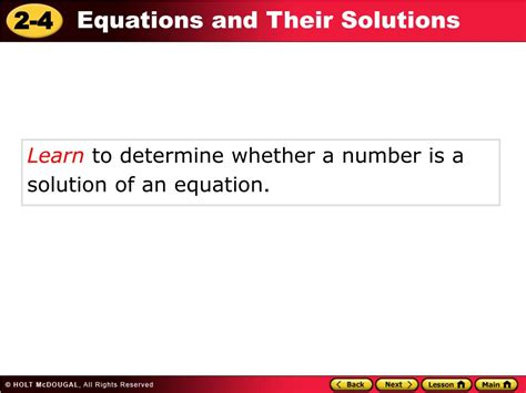 ppt learn to determine whether a number is a solution of an equation