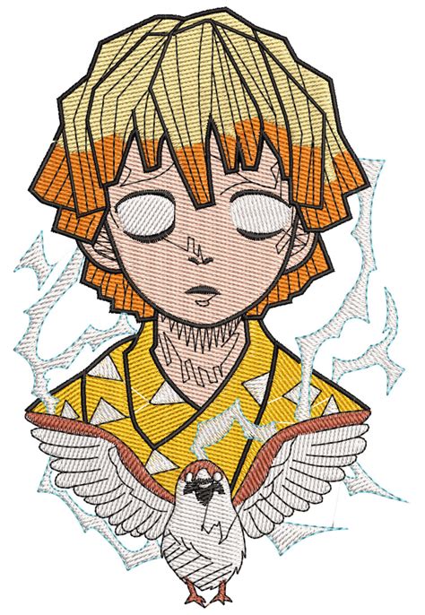 Anime Embroidery Pattern Zenitsu Bird A G E Store Machine Designs