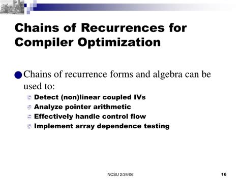 Ppt Array Dependence Analysis With The Chains Of Recurrences Framework For Loop Optimization