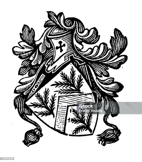 Shield With Mantling Stock Illustration Download Image Now 1890