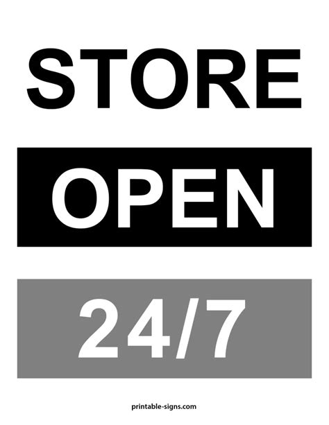 Convenience Store Open 24 7 Printable Sign Printable Signs