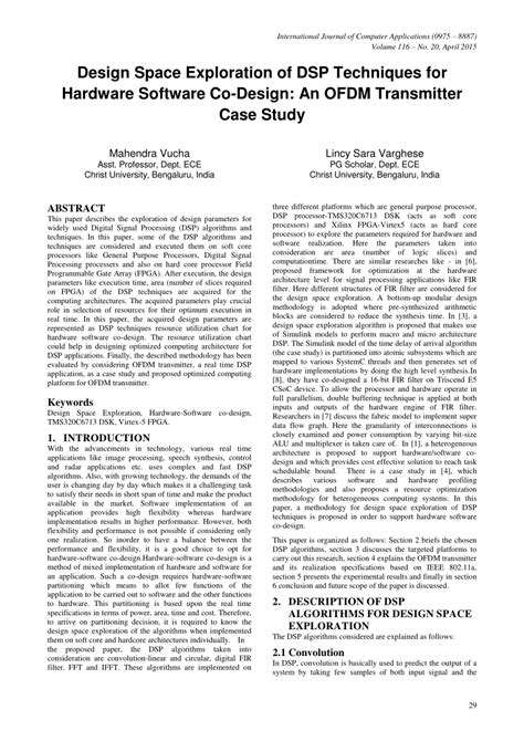 Pdf Design Space Exploration Of Dsp Techniques For Hardware Software