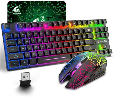 ZIYOULANG Wireless Gaming Keyboard And Mouse Combo With 87 Key Rainbow