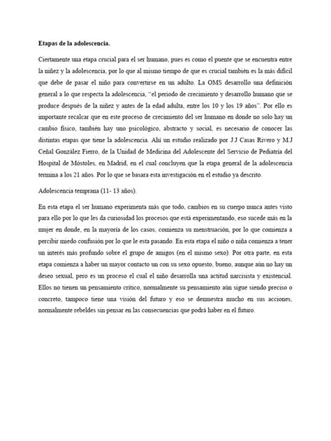 Etapas De La Adolescencia Descargar Gratis Pdf Adolescencia Adultos
