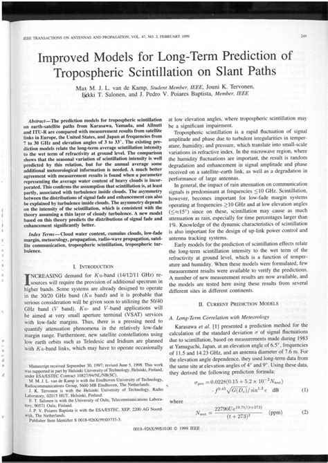 Pdf Improved Models For Long Term Prediction Of Tropospheric
