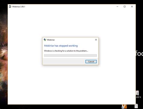 getting error mobirise has stopped working mobirise forums