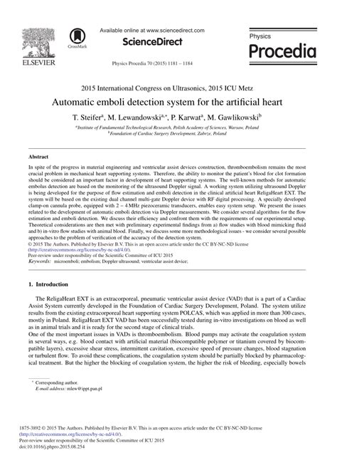Pdf Automatic Emboli Detection System For The Artificial Heart