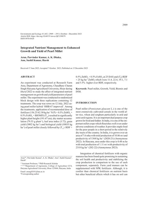 (PDF) Integrated Nutrient Management to Enhanced Growth and Yield of Pearl Millet