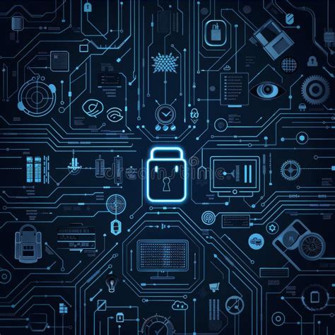 Dark Outline Of Cybersecurity Components Stock Illustration Illustration Of Network Safe