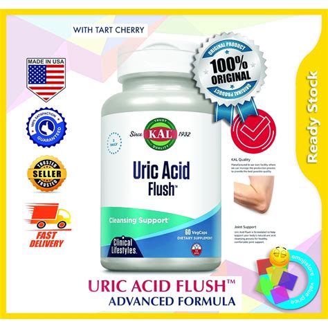 Kal Uric Acid Flush 60 Vegcaps Cleansing Formula Asid Urik Gout