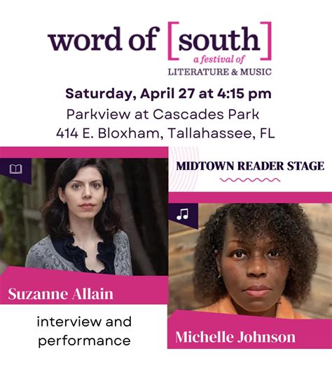 Author Suzanne Allain In Discussion With Singer Michelle Johnson Word Of South Festival And