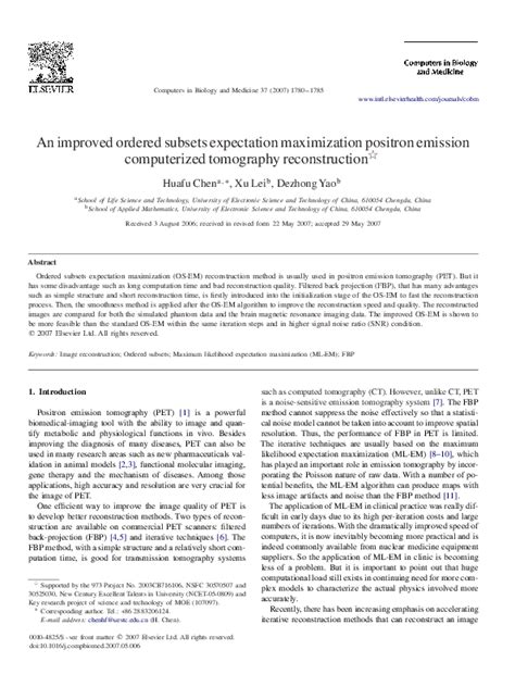 Pdf An Improved Ordered Subsets Expectation Maximization Positron Emission Computerized