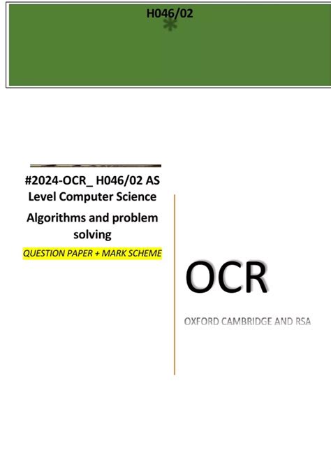 2024 Ocr H04602 As Level Computer Science Algorithms And Problem Solving Question Paper