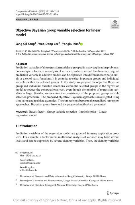 Objective Bayesian Group Variable Selection For Linear Model Request Pdf