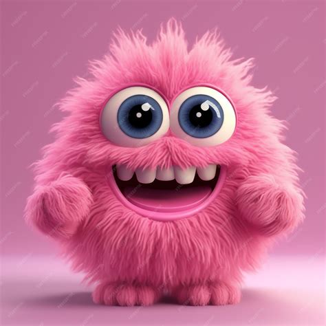 Premium Photo Fluffy Cute Cartoon Alien Monster With Big Eyes And