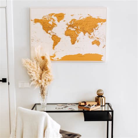 Push Pin World Map Yellow