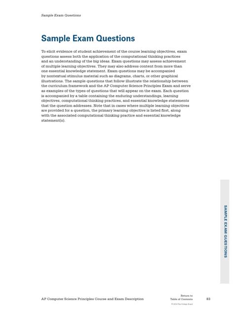 Ap Computer Science Principles Sample Exam Question Pdf Data