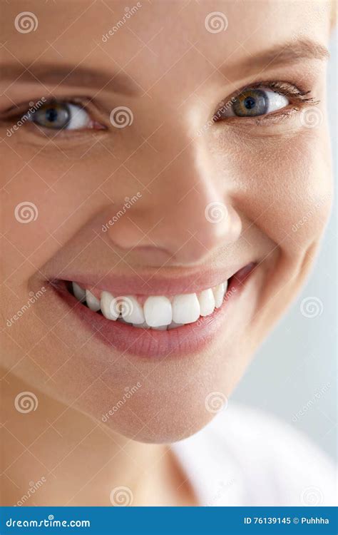 Beautiful Woman With Beauty Face Healthy White Teeth Smiling Stock