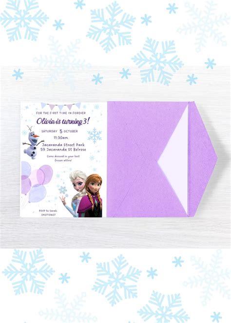 Frozen Digital Birthday Party Invitation Template Plus Free Facebook