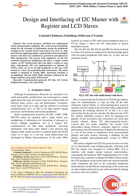 [pdf] design and interfacing of i2c master with register and lcd slaves