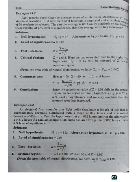 Testing Of Hypotheses Ztest Practice Questions Pdf