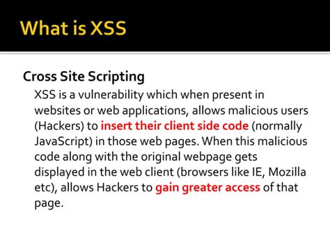 Cross Site Scripting Xss Pptx Web Development Internet