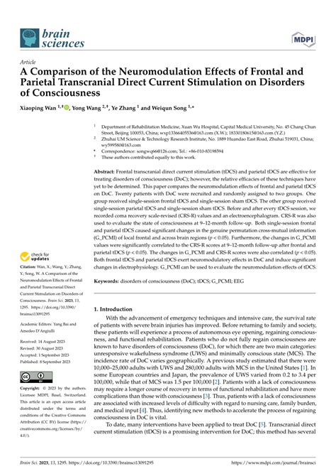 Pdf A Comparison Of The Neuromodulation Effects Of Frontal And Parietal Transcranial Direct