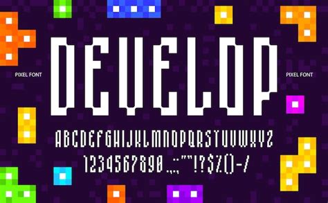Premium Vector Digital Pixel Font 8bit Geometric Alphabet Type