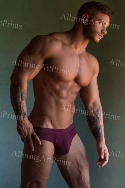 Male Model Print Muscular Handsome Beefcake Shirtless Hunk Hot Tattoo Man S113 Eur 5 18
