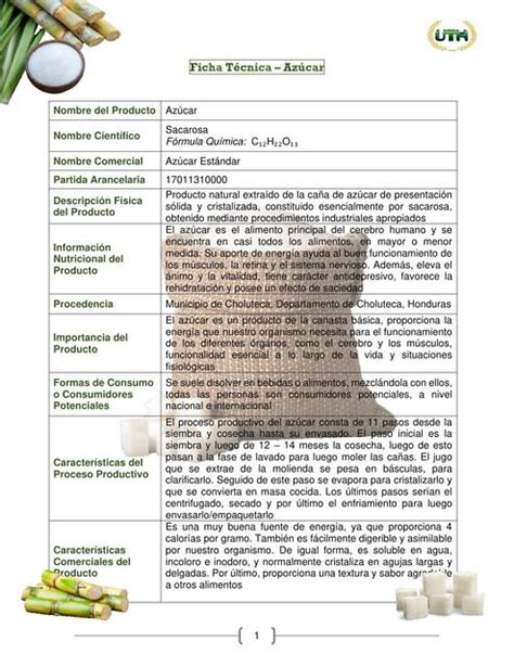 Ficha Tecnica Azúcar