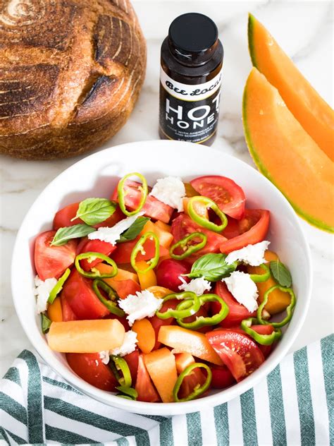 Spicy Tomato And Melon Salad With Hot Honey Sauce Honey Sauce Melon