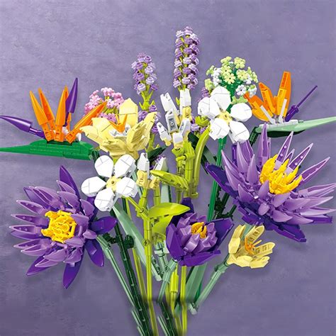 Jiestar Jj9046 Tropical Flower Bouquet With 891 Pieces Mould King