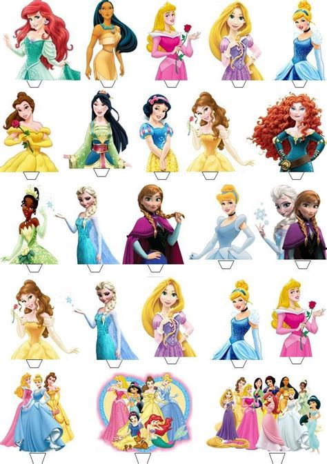 X Princess Half Body Edible Cup Cake Toppers Premium Wafer Stand Up Disney Princess