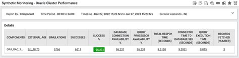 Synthetic Monitoring Oracle Cluster Performance Report