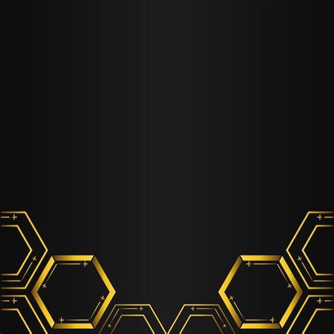검은 바탕에 황금색 육각형 디자인 프리미엄 벡터