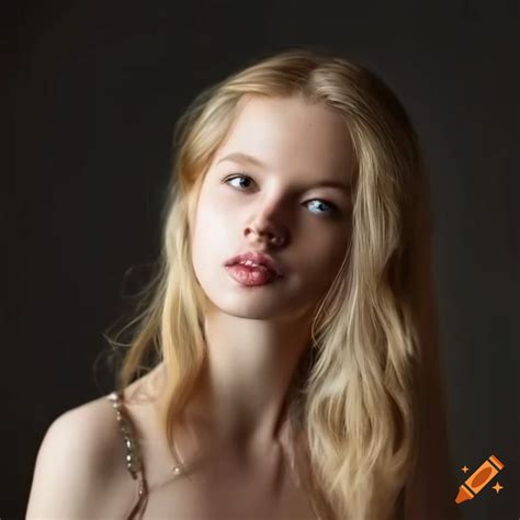 Portrait Of An Innocent Young Woman With Blonde Hair And Smile