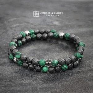 Mens Double Layered Bracelet With Quartz Onyx Hematite Beads