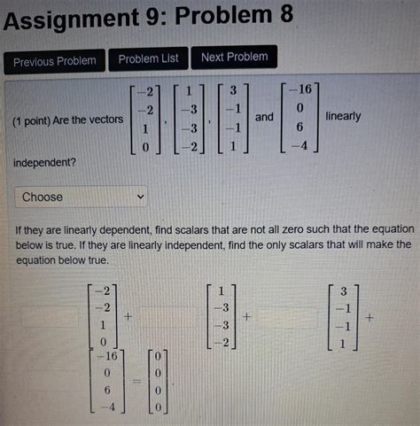 solved if they are linearly dependent find scalars that are