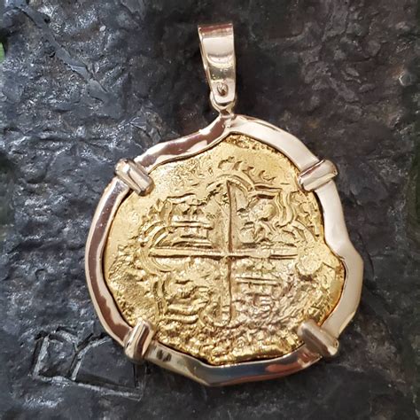 Large 14kt Solid Gold Atocha Coin Shipwreck Treasure Coin Etsy