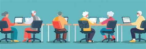 A Group Of Older Adults Participates In Computer Classes Focused On
