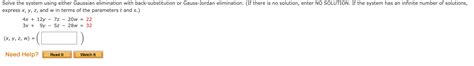 solved express x y z and w in terms of the parameters t and