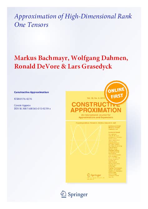 Pdf Approximation Of High Dimensional Rank One Tensors