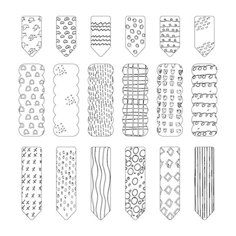 Premium Vector Hand Drawn Outline Set Cute Bookmarks Stickers Tape