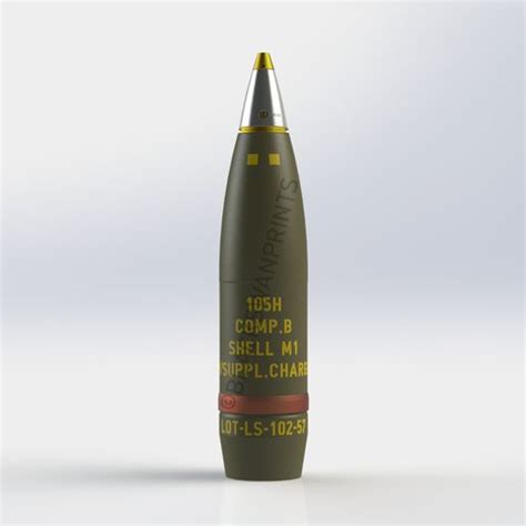 🐚 Us 105mm M101a1 Howitzer M1 He Shell・ 3d File For 3d Printing・cults