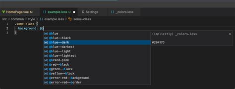 Less Css Intellisense In Sfcs Across Files · Issue 783 · Vuejs