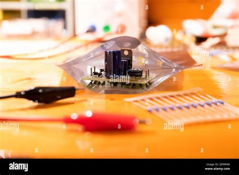 Sensitive Electronic Components On A Circuit Board In Antistatic Esd