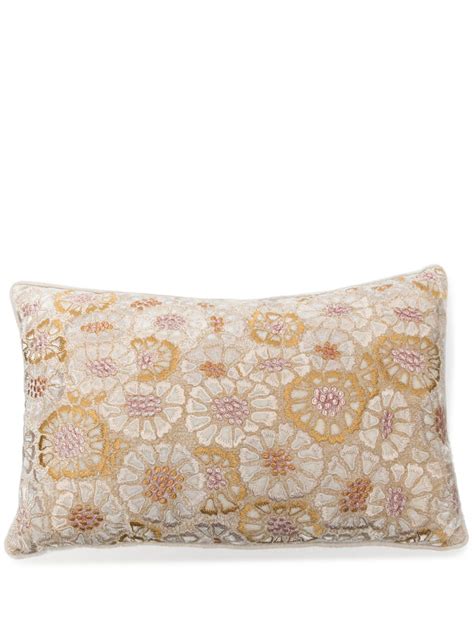 Anke Drechsel Floral Embroidered Silk Velvet Cushion White Farfetch Ao