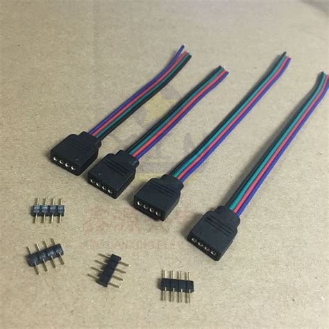 3528 5050rgb七彩led灯带连接线 4pin护套端子线 公针母头对插线 阿里巴巴