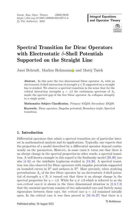 pdf spectral transition for dirac operators with electrostatic